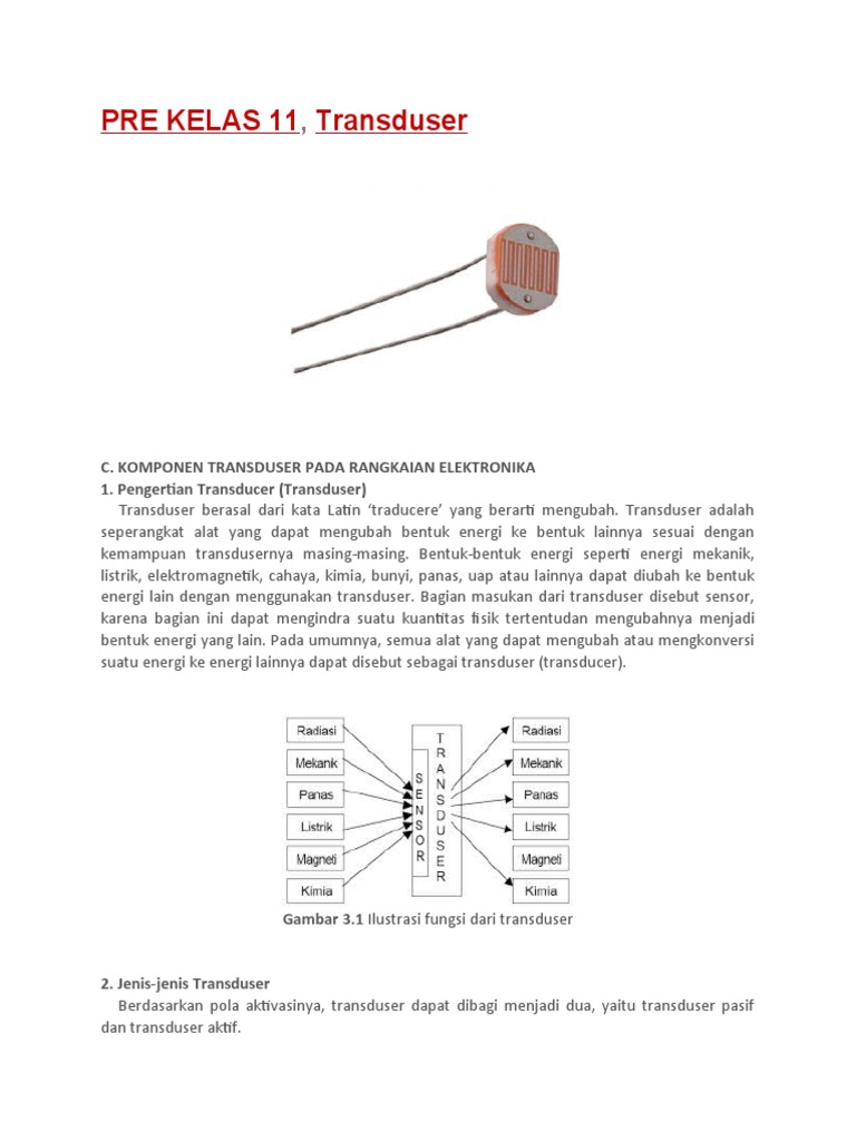 Jenis dan Fungsi Transduser Elektronik | PDF