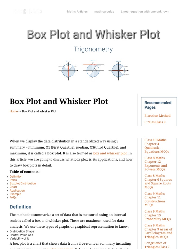 Box Plot and Whisker Plot | PDF