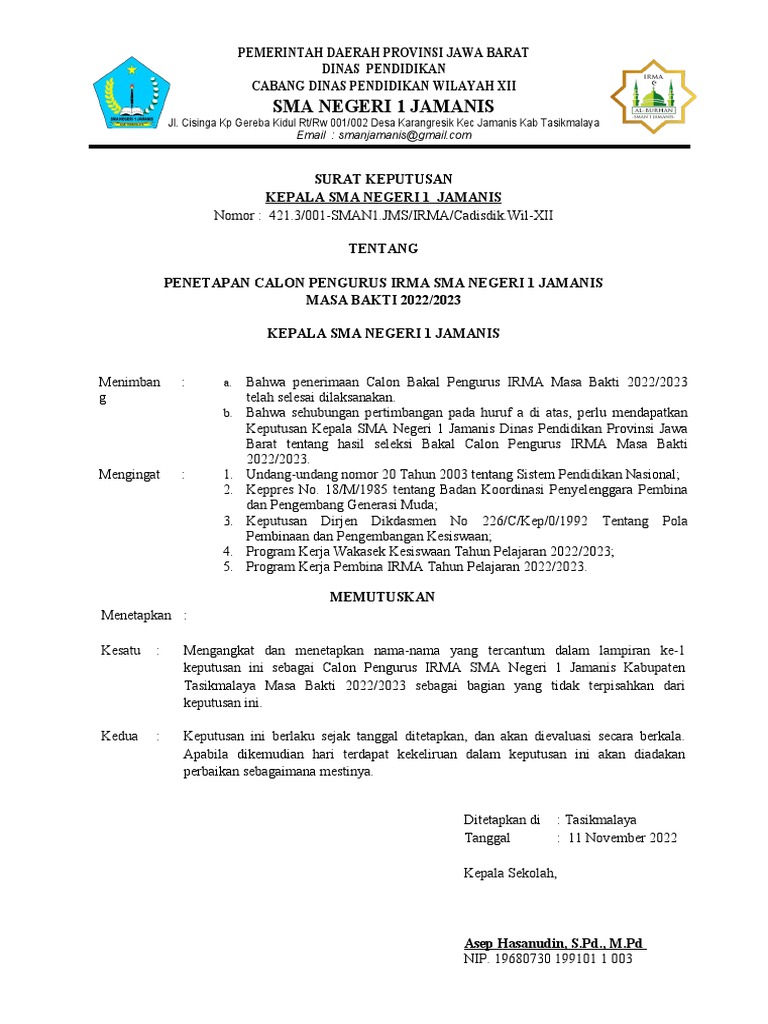 SK Pengurus Irma | PDF