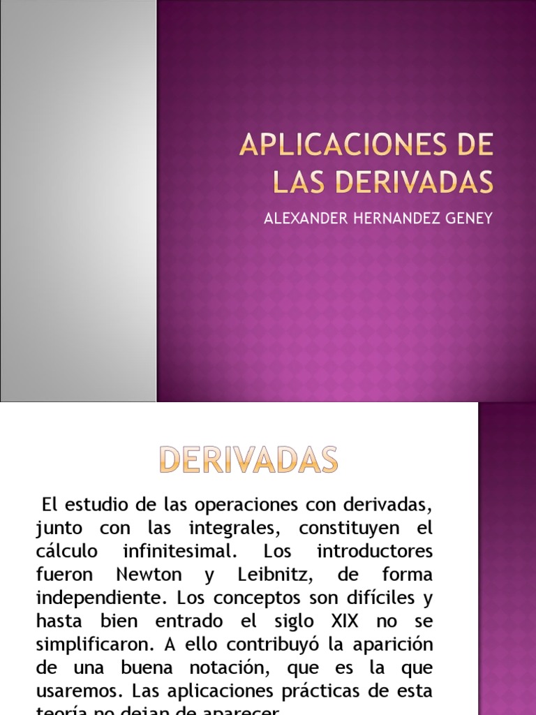 Aplicaciones de Las Derivadas Alexander | PDF | Derivado | Función (Matemáticas)