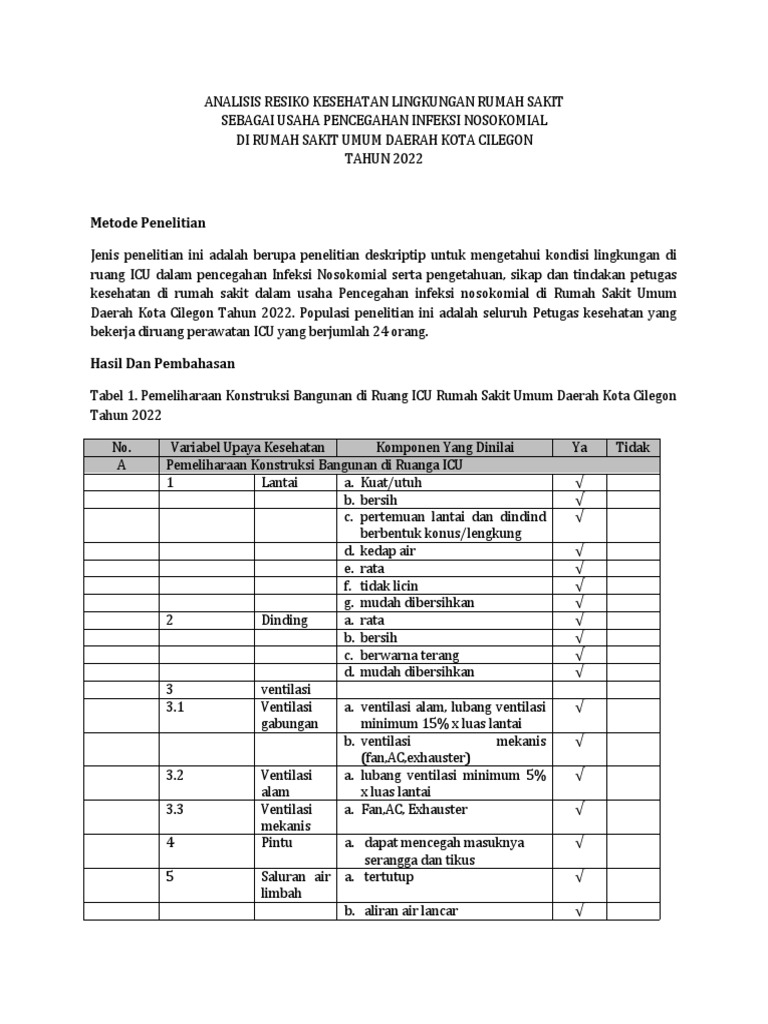 Analisis Resiko Kesehatan Lingkungan Rumah Sakit | PDF