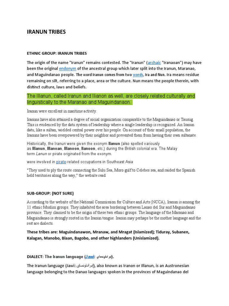Iranun Tribes | PDF
