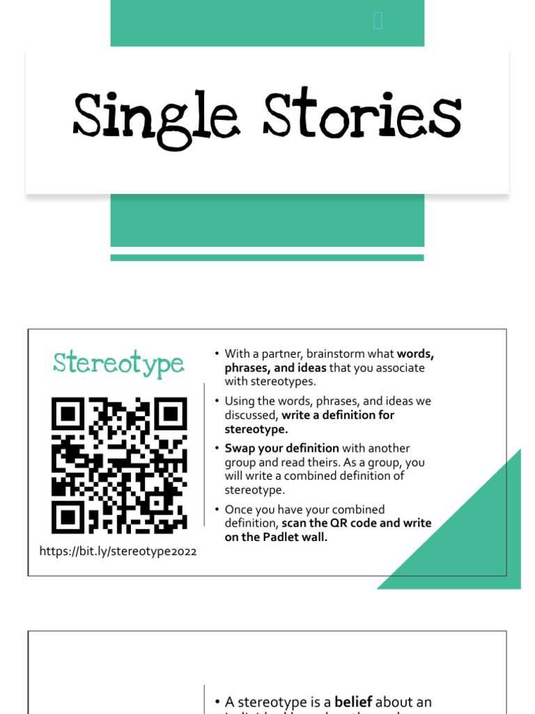 Single Stories | PDF | Stereotypes | Behavioural Sciences