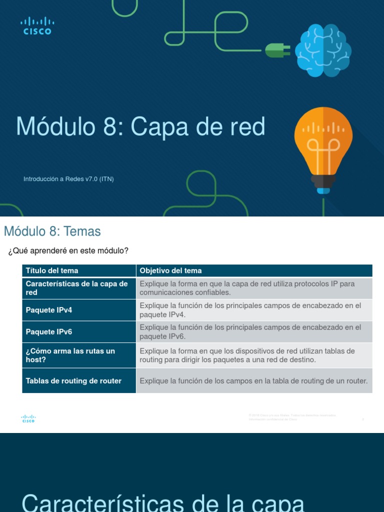 Módulo 8: Capa de Red: Introducción A Redes v7.0 (ITN) | PDF | Protocolos de internet | Yo Pv6