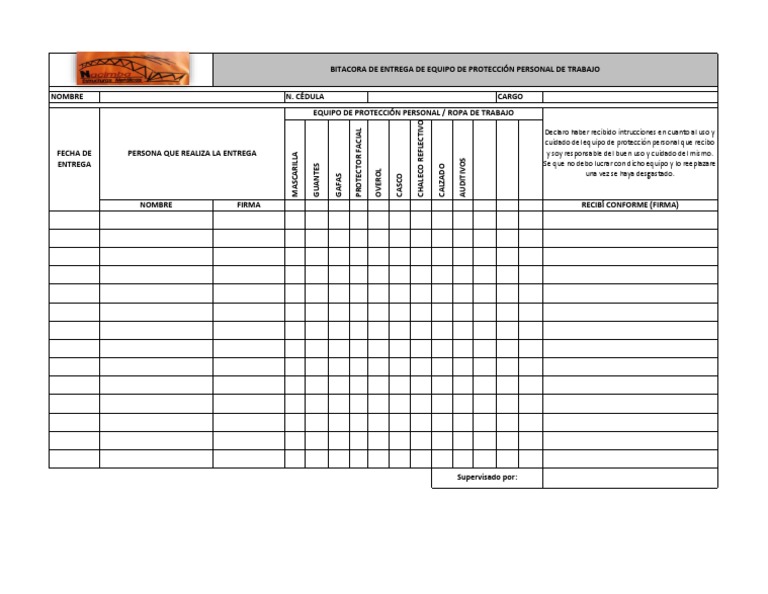 Bitacora de Entrega de Epp | PDF