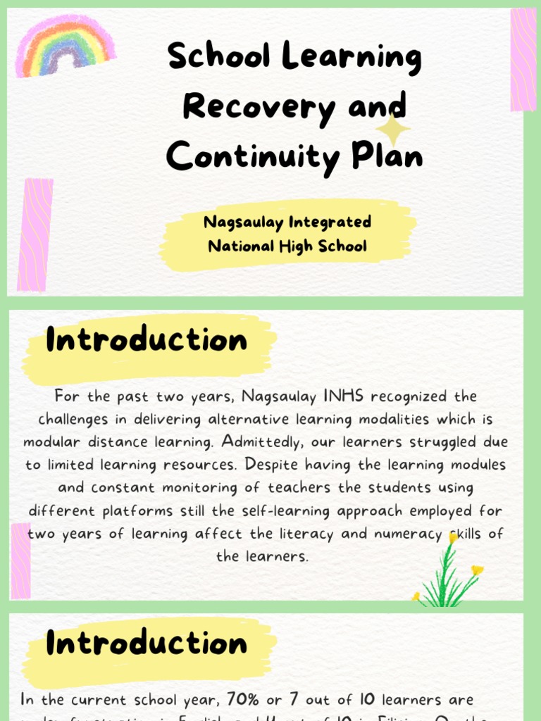 School Learning Recovery Plan | PDF | Learning | Teachers
