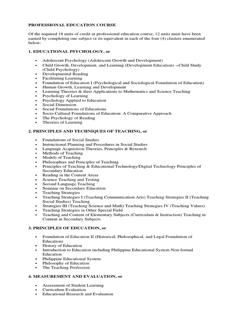 Professional Education Course | PDF | Teaching Method | Psychology