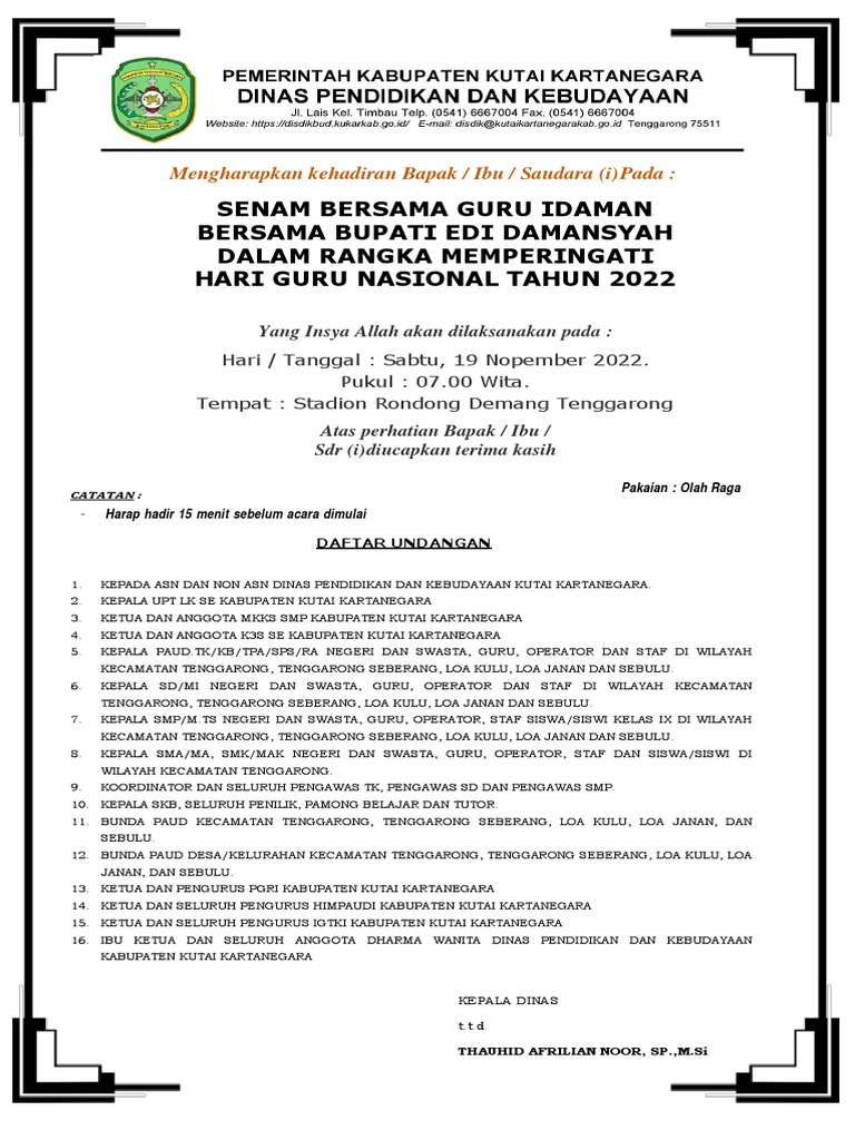 Undangan Senam Bersama GURU IDAMAN | PDF