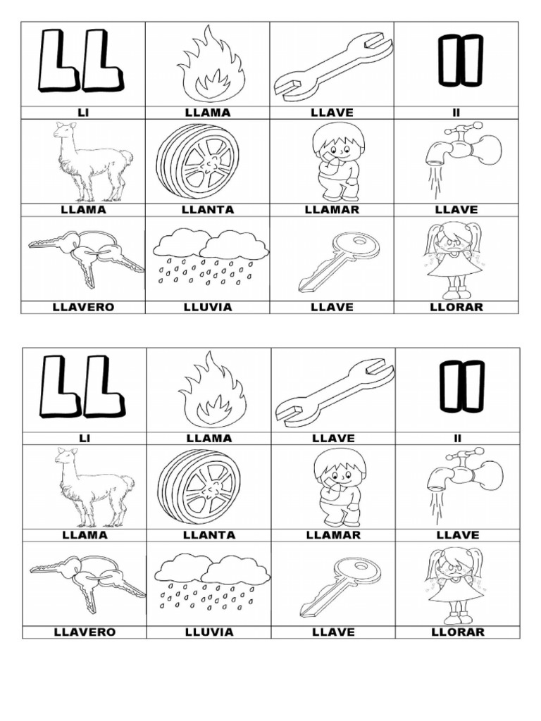 Letra LL para Colorear | PDF