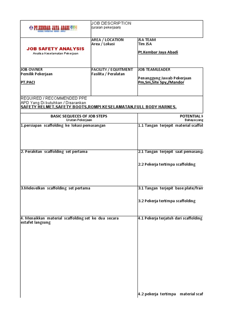 JSA Scafolding | PDF