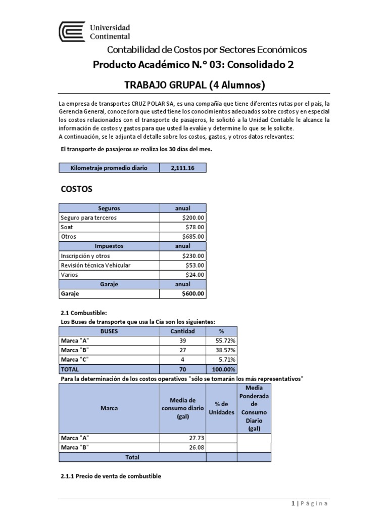 PA3 Contabilidad de Costos Por Sectores | PDF | Contabilidad | Transporte