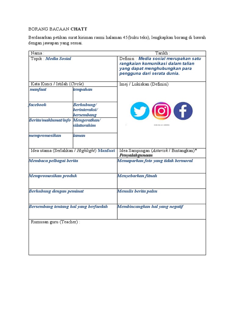 Borang Bacaan Chatt | PDF