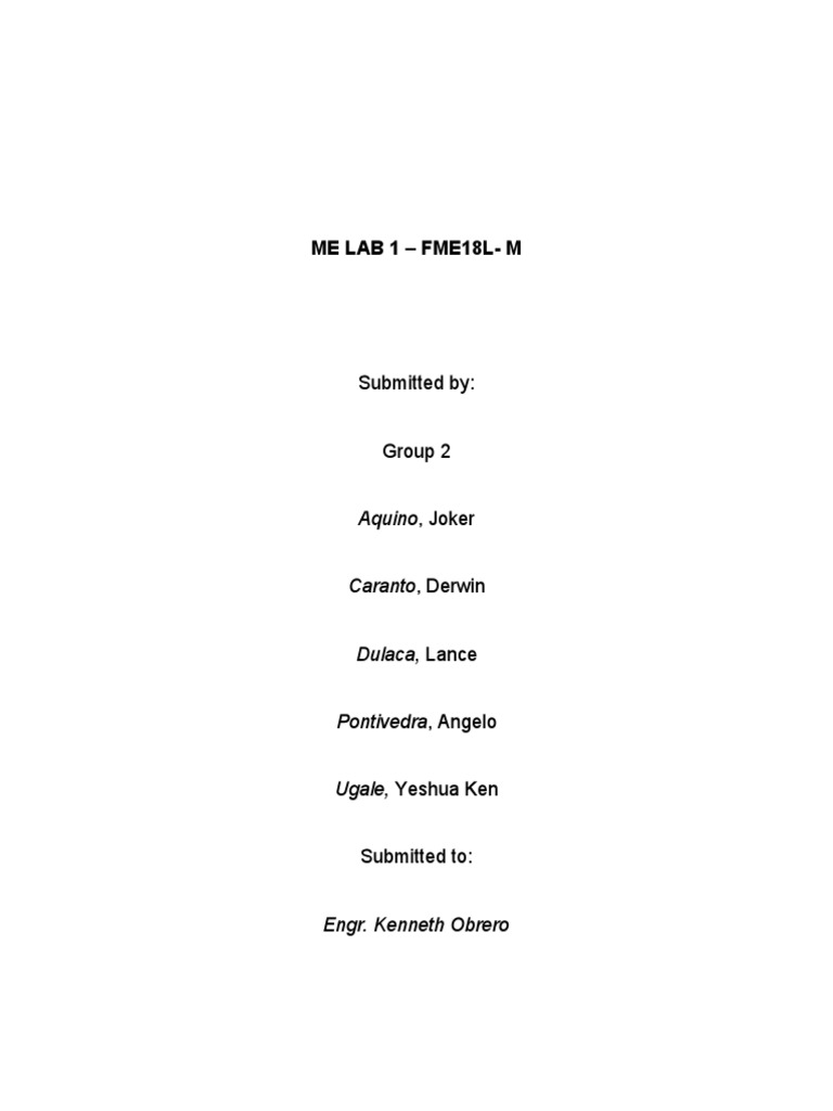 Me Lab 1 Draft Group Report | PDF | Flow Measurement | Buoyancy