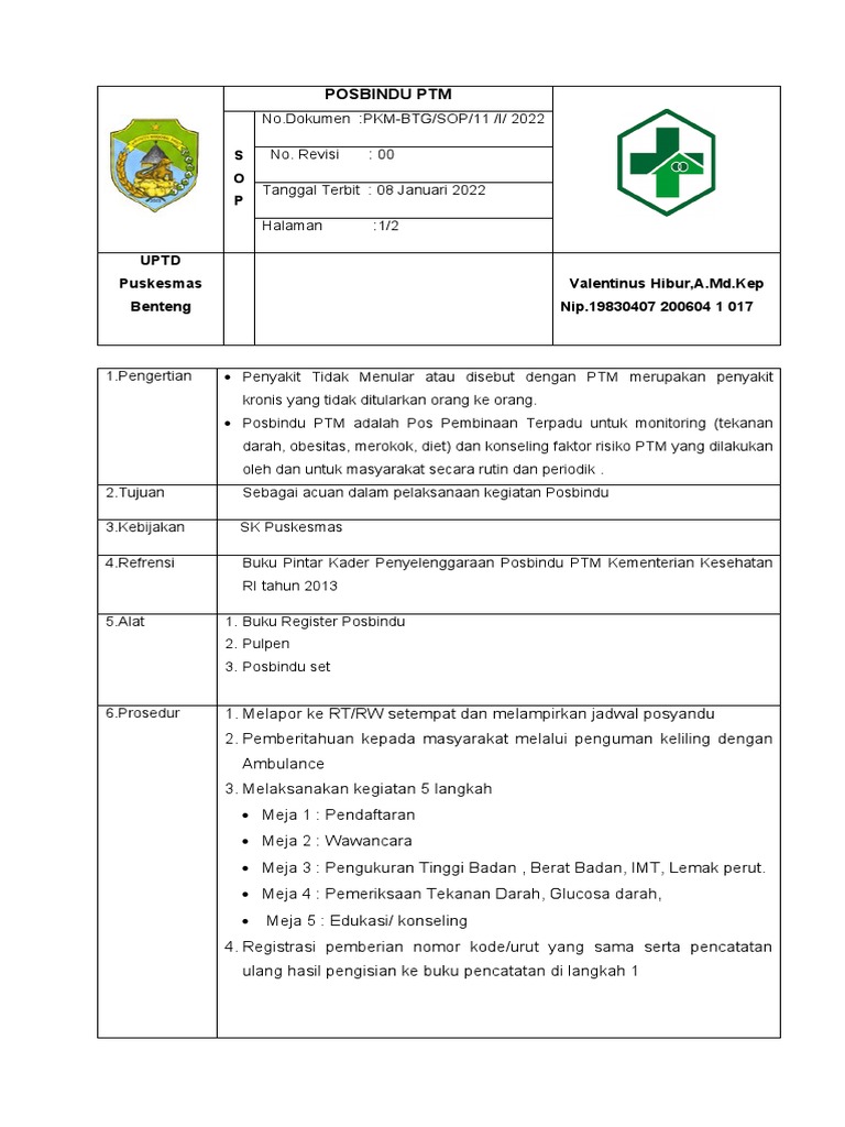 Sop Posbindu PTM | PDF