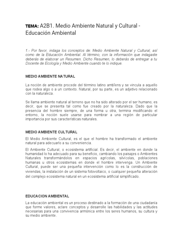Medio Ambiente Natural y Cultural | PDF | Entorno natural | Paisaje
