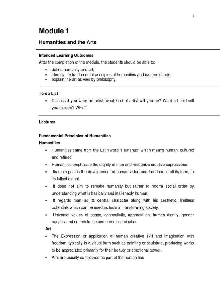 Module 1 GNED 01 Humanities and Art | PDF | Social Science | Art
