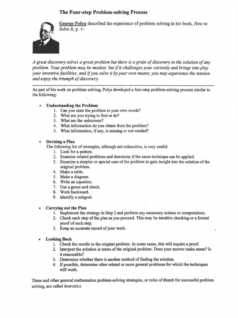 Four-Step in Problem Solving Process | PDF