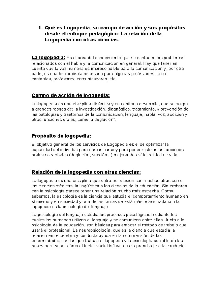 Qué es la Logopedia y su Propósito | PDF