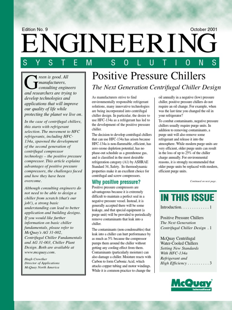 1001 Positive Pressure Chillers | PDF | Gas Compressor | Air Conditioning
