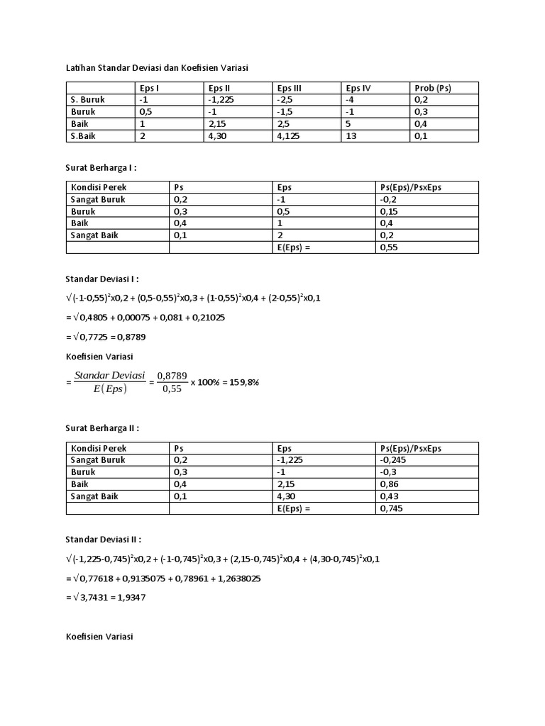 Standar Deviasi Dan Koefisien Variasi - Mankeu | PDF