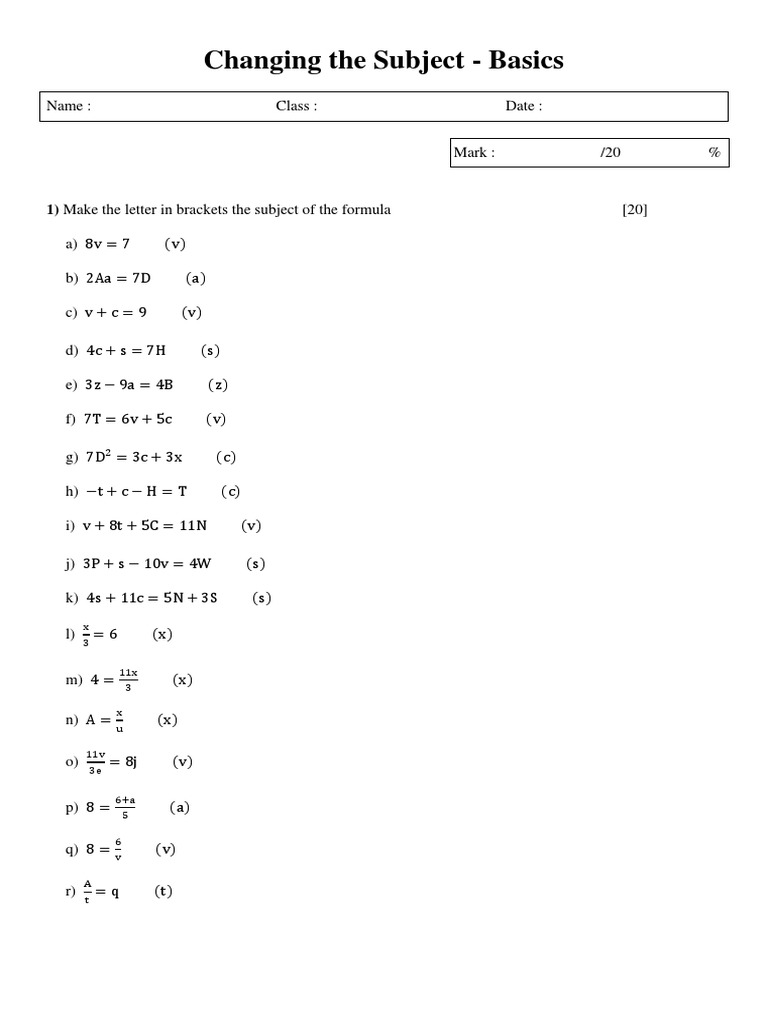 Changing The Subject - Basics | PDF | Science & Mathematics | Computers