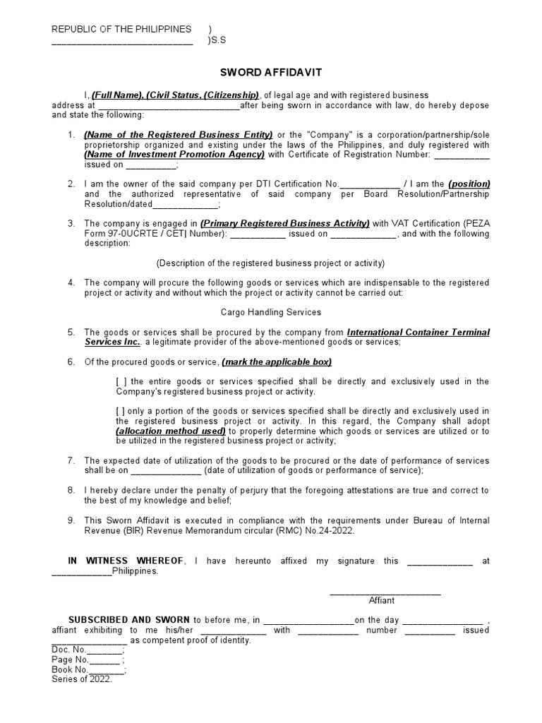 CARGO HANDLING | PDF | Affidavit | Government