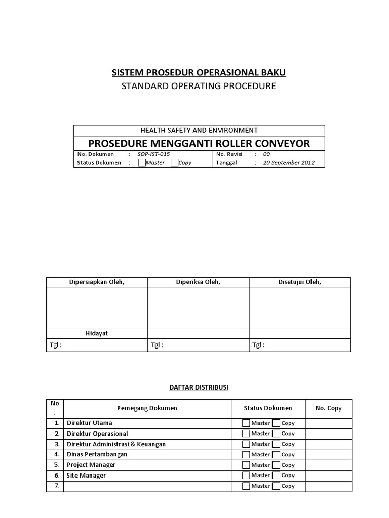 Sop - Prosedure Mengganti Roller Conveyor | PDF