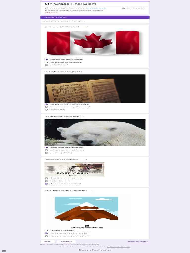 5th Grade Final Exam | PDF