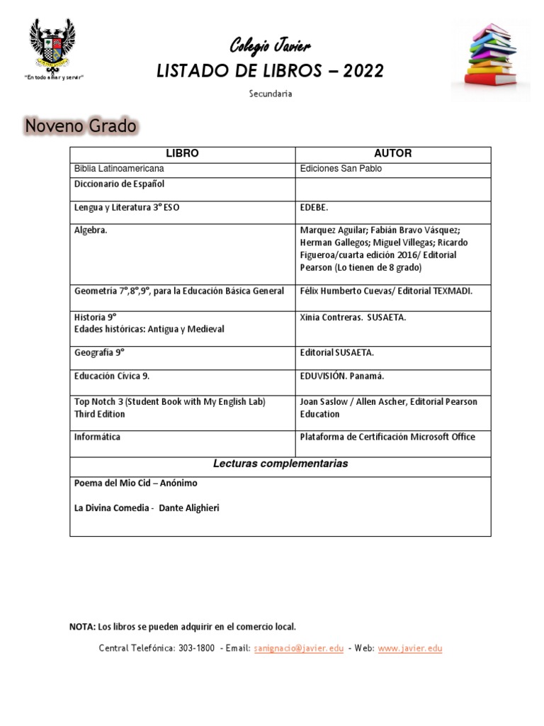 Listado de Libros-2022 SECUNDARIA-9 | PDF