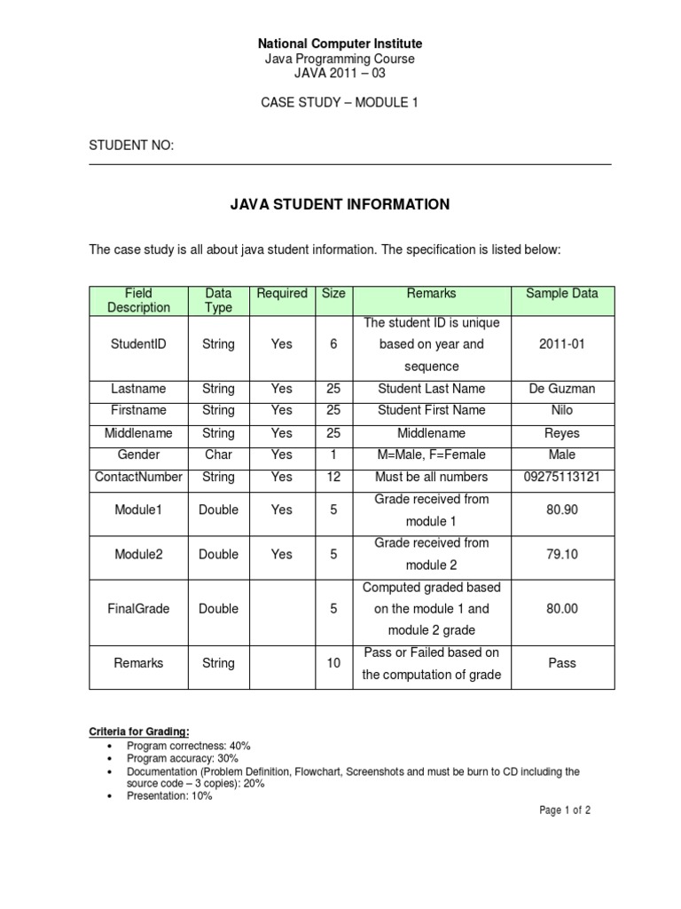 Java Student Grading Guide | PDF