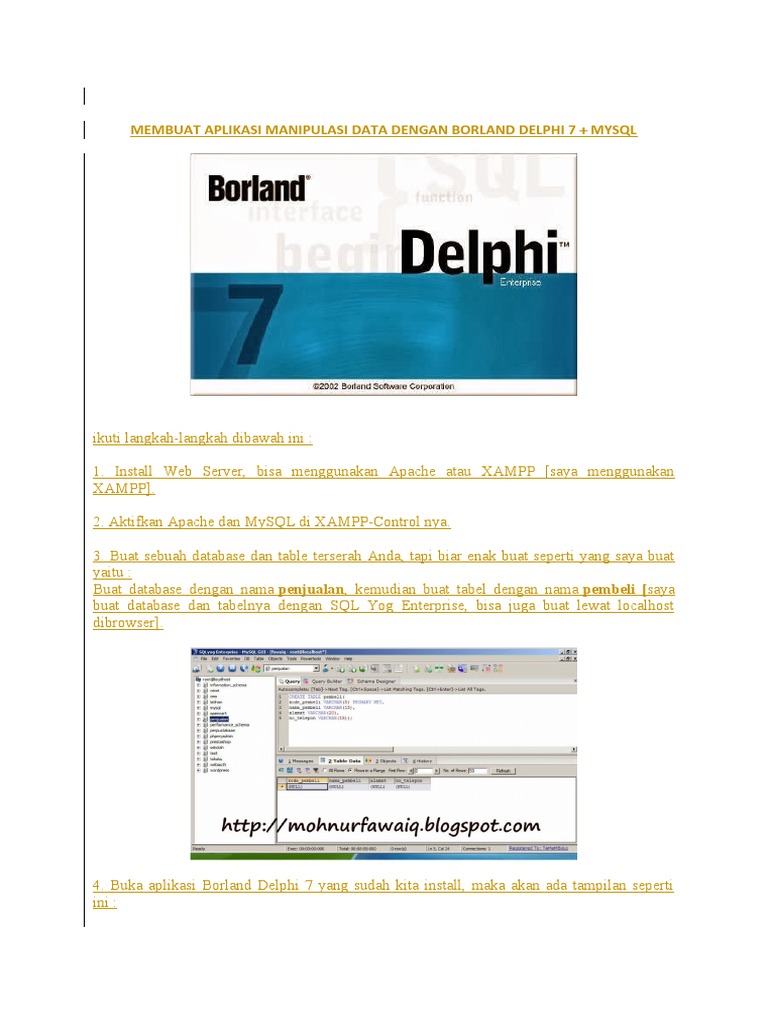 Aplikasi Data dengan Delphi 7 dan MySQL | PDF