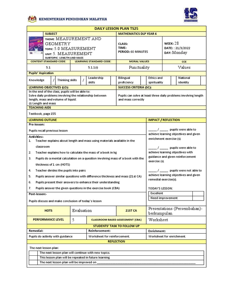 MT DLP Y6 TS25 (Topic 5) | PDF