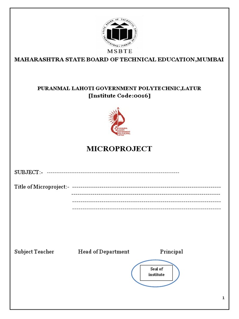 MSBTE Microproject Format Guide | PDF | Rubric (Academic) | Learning