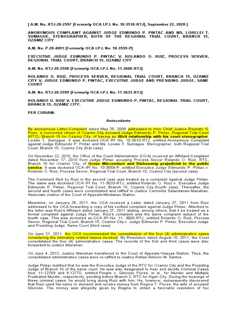 16 Anonymous Complaint Against Judge Pintac | PDF | Lawsuit | Complaint