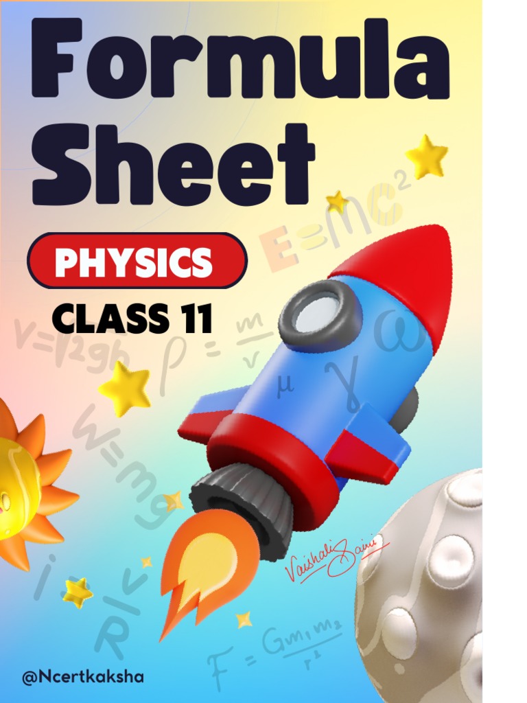 Updated Class 11 Physics Formula Sheet | PDF