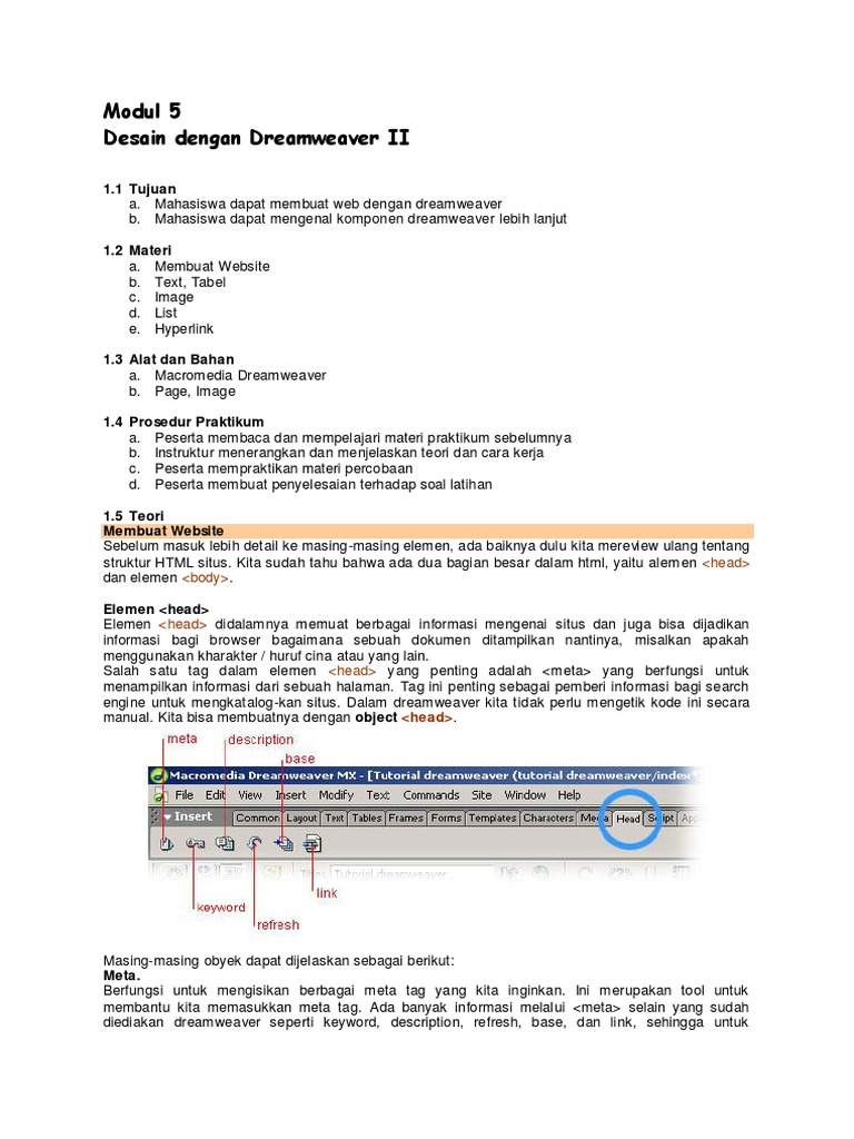 Adoc - Pub - Modul 5 Desain Dengan Dreamweaver II | PDF