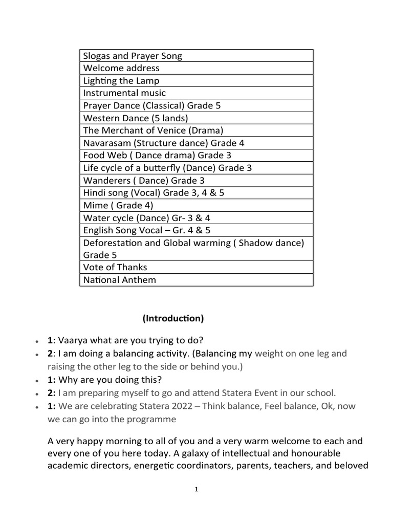 Compering Script-Statera | PDF