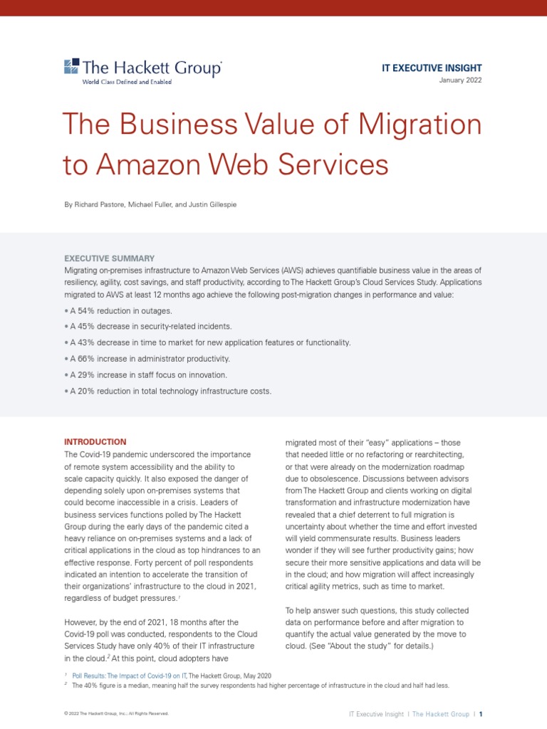 The Business Value of Migration To Amazon Web Services | PDF