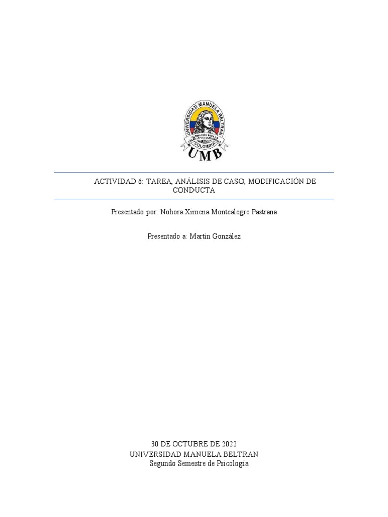 ACT6 Analisis de Casos de Modificacion de Conducta | PDF | Comportamiento
