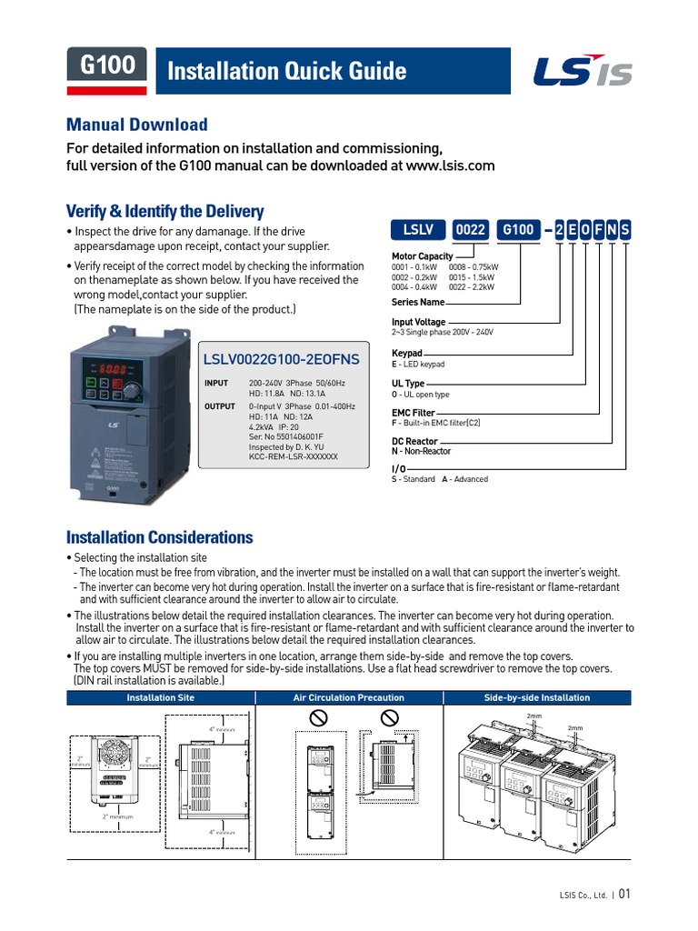 LS G100 Quick Setting | Download Free PDF | Electric Motor | Power Inverter