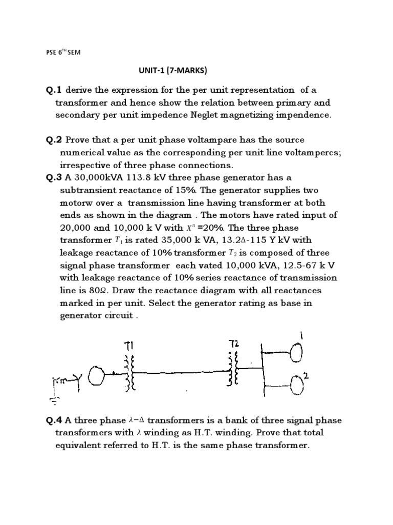 Pse 1 5 (7 Marks) | PDF | Transformer | Electrical Impedance
