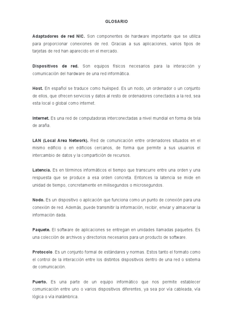 Glosario de Términos de Redes Informáticas | PDF | Arte | Informática