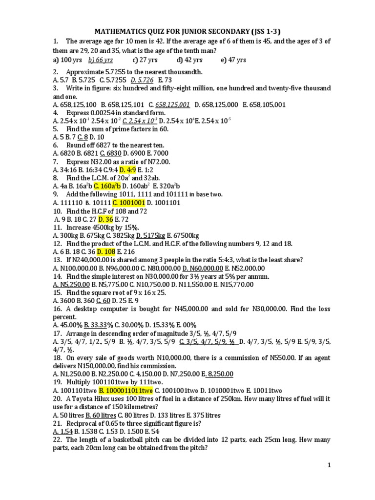 JSS 1-3 Complete | PDF | Triangle | Area