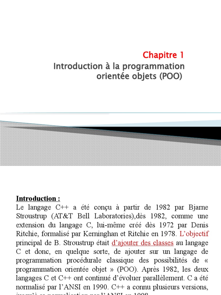 Chapitre 1 C Pdf Programmation Informatique Programmation Orientée Objet