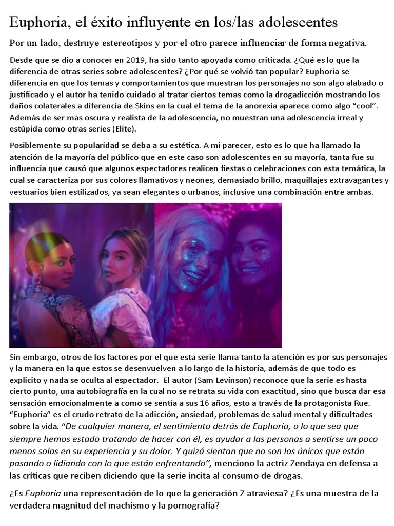Columna de Opinión Sobre Euphoria | PDF | Adolescencia | Experiencia