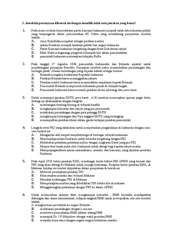 Latihan Soal Sejarah Kelas 12 | PDF