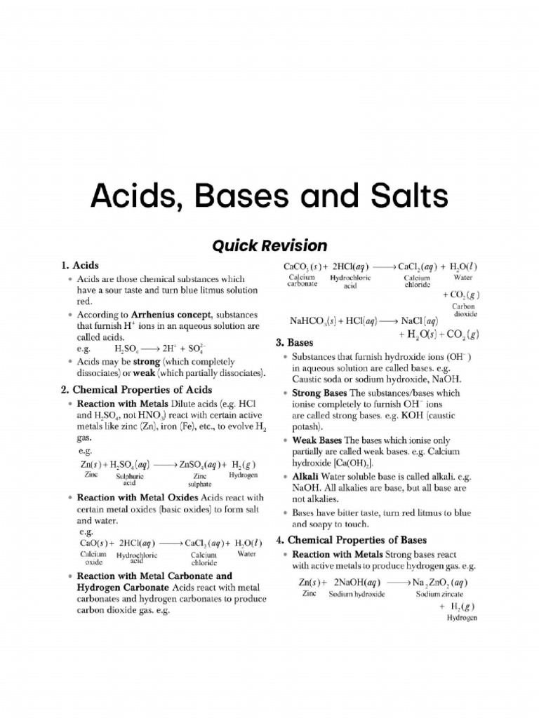 Acid Bases and Salts ARIHANT (IMPORTANT) | PDF