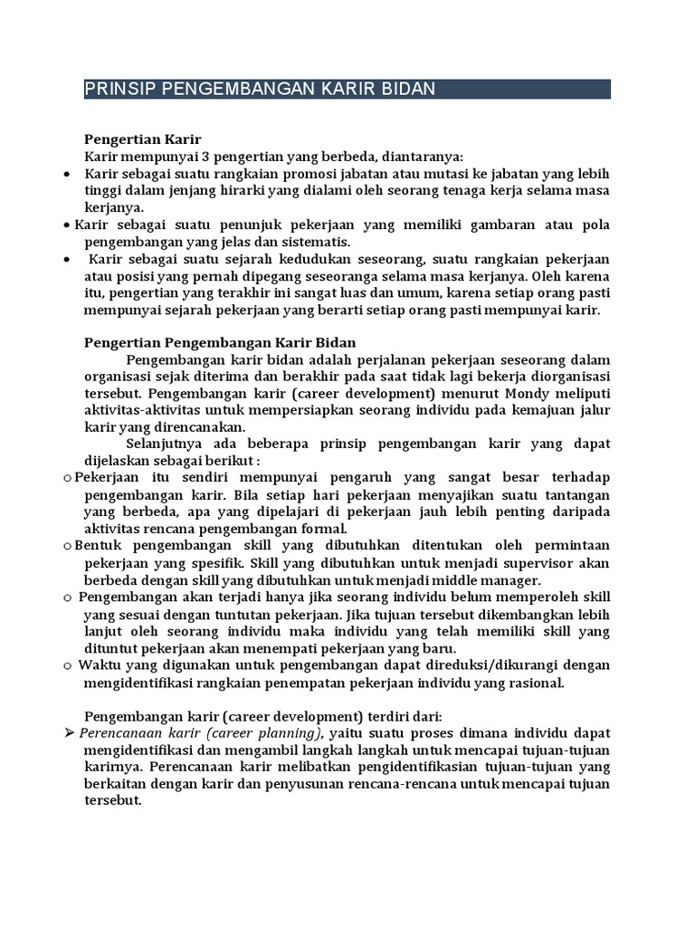 Prinsip Pengembangan Karir Bidan | PDF