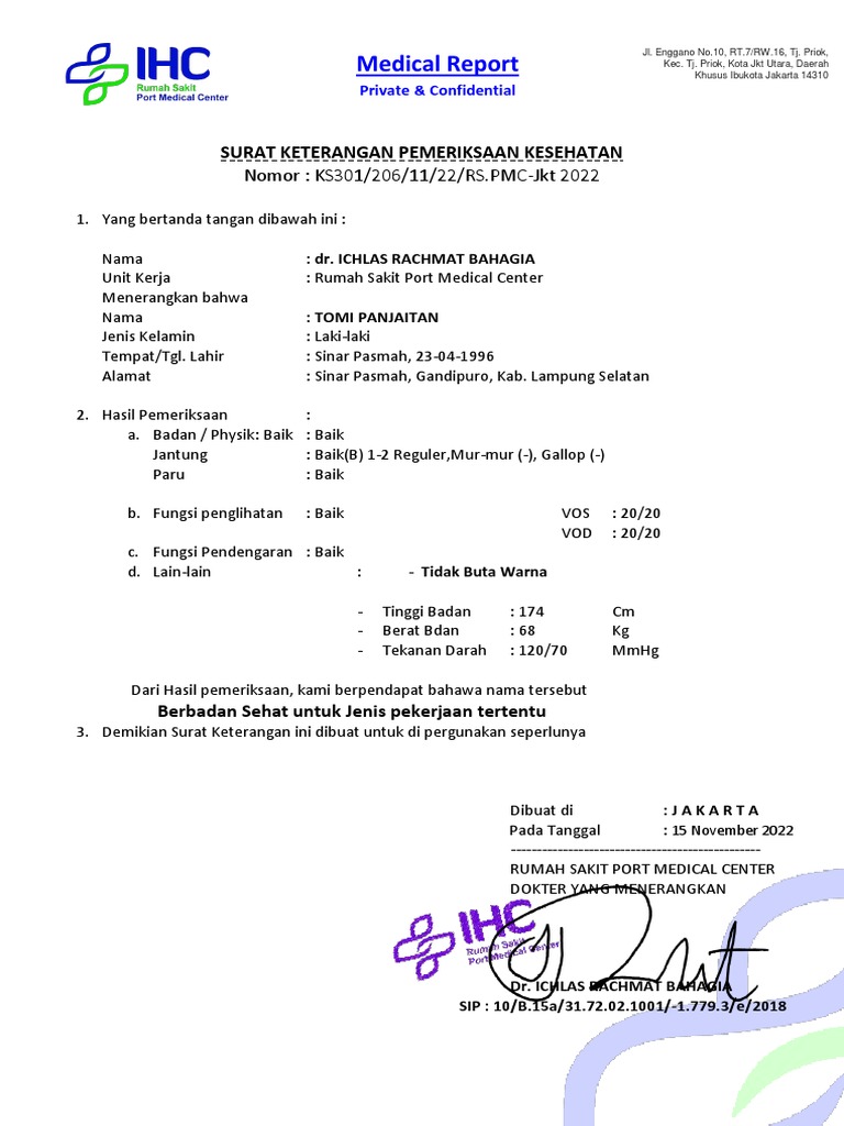 Medical Clearance Certificate | PDF