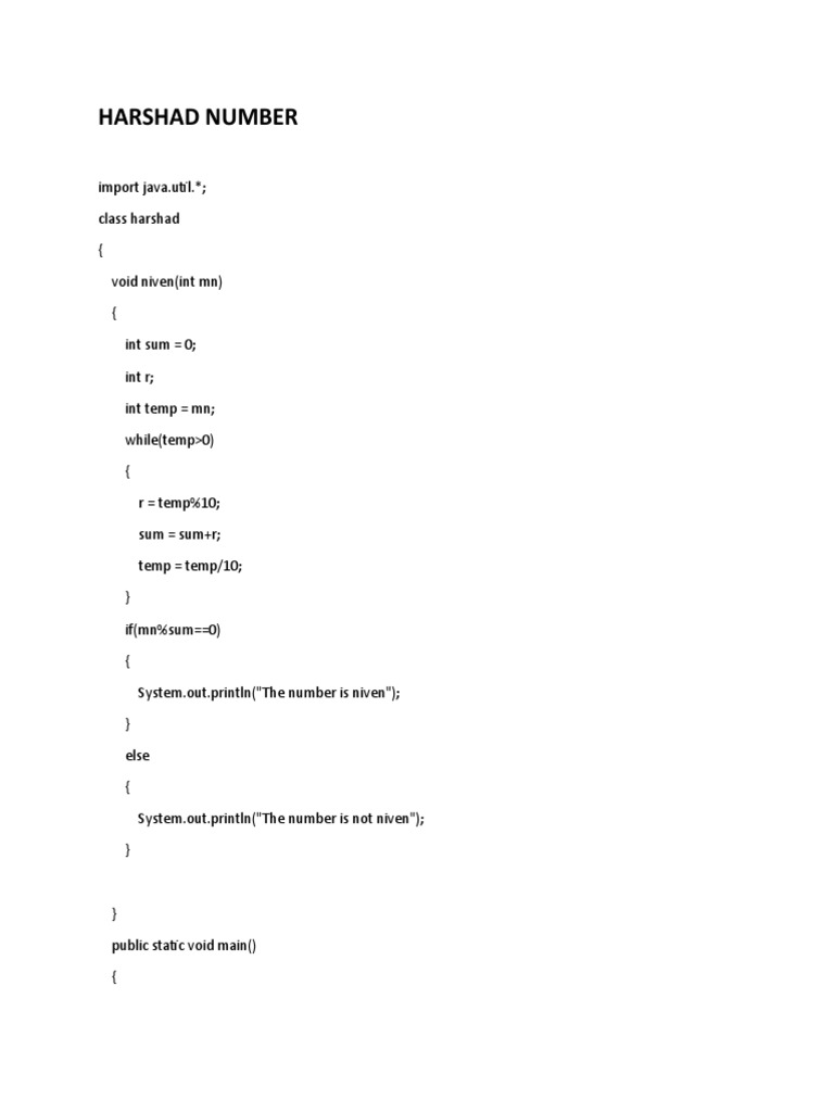 Harshad Number | PDF